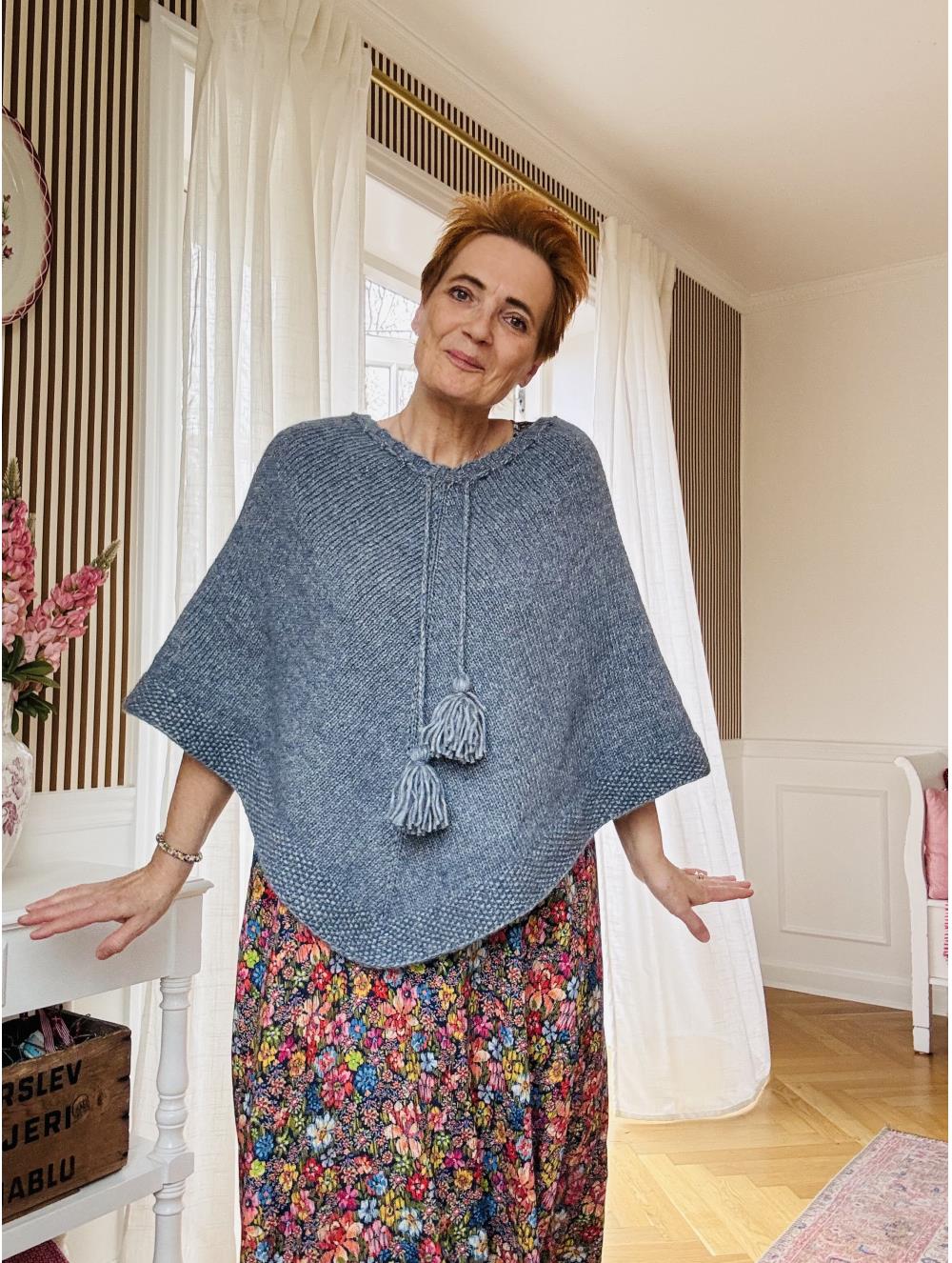 Strikkekit Poncho Classic Denim