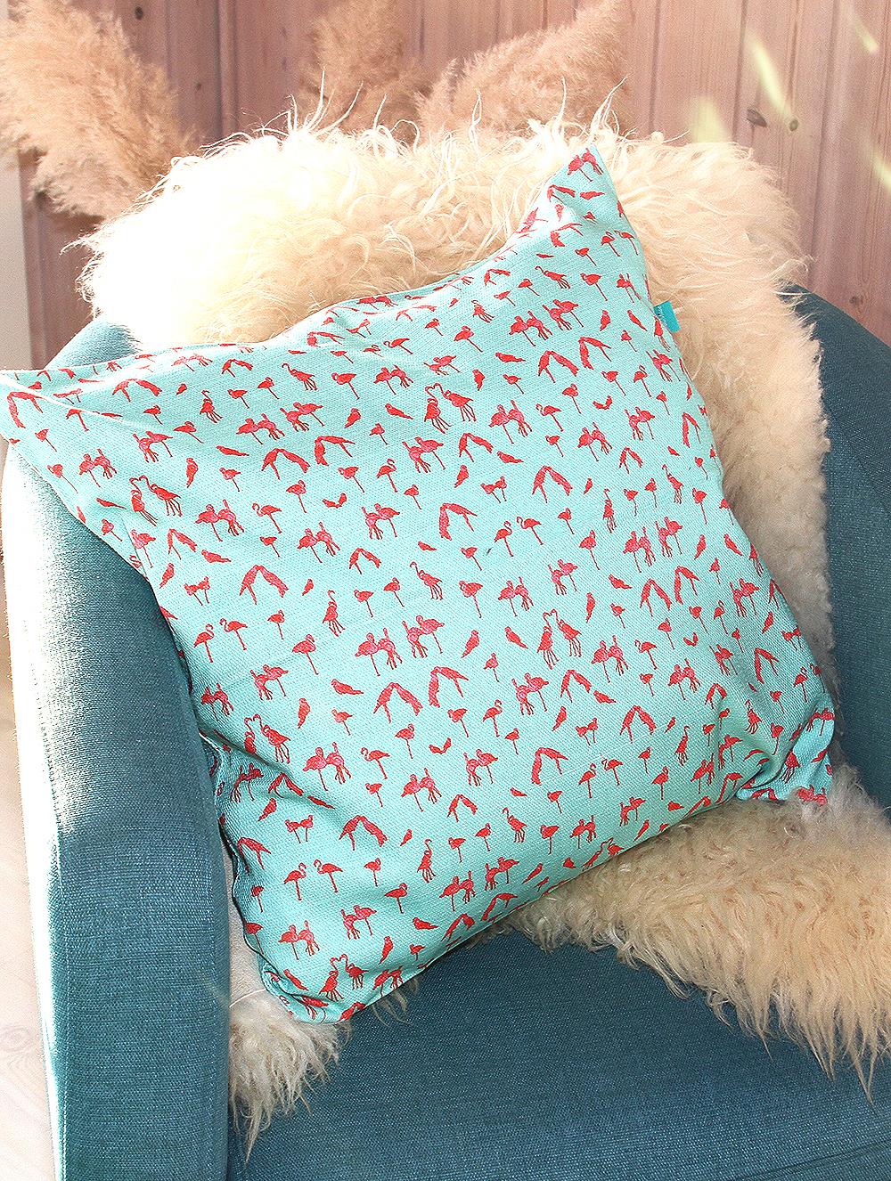 Pude - pudevår - Mint/Lobster flamingoprint